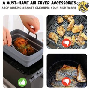 Healthy BEE - Air Fryer Liners- Silicone -2Pcs Air Fryer Silicone Pot/Liners Reusable Food Safe Non Stick Air Fryer, OVEN, MICROWAVE, STEAMER, DISHWASHER, Basket Accessories for Ninja Dual Dz201