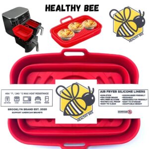 Healthy BEE - Air Fryer Liners- Silicone -2Pcs Air Fryer Silicone Pot/Liners Reusable Food Safe Non Stick Air Fryer, OVEN, MICROWAVE, STEAMER, DISHWASHER, Basket Accessories for Ninja Dual Dz201