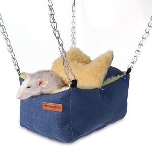 hamster hammock, rat toys and accessories for cage dwarf hamsters house pet beds, small pet hammock syrian hideout, fancy rat stuff cage accessories for gerbils and chipmunks (blue)