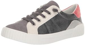 blowfish malibu women's wave-b sneaker, gunmetal tumble/dkgreymicfib/redrefle, 10m