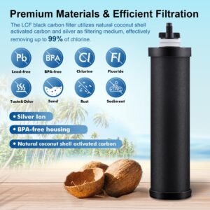 LCF Gravity-fed Water Filter System, 3 Gallons Stainless-Steel System with 6 Filters, Metal Water Level Spigot and Stand, Reduces Chlorine & Fluoride, LCF Gravity Tank series(LCF-GT- Professional)