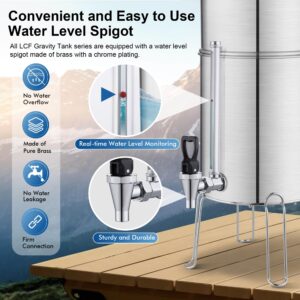 LCF Gravity-fed Water Filter System, 3 Gallons Stainless-Steel System with 6 Filters, Metal Water Level Spigot and Stand, Reduces Chlorine & Fluoride, LCF Gravity Tank series(LCF-GT- Professional)