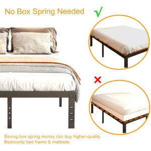 Bednowitz Full Size Bed Frame, 12 Inch High Platform Bed No Box Spring Needed, Heavy Duty Metal Frame, Noise-Free Mattress Foundation, Easy Assembly, Black