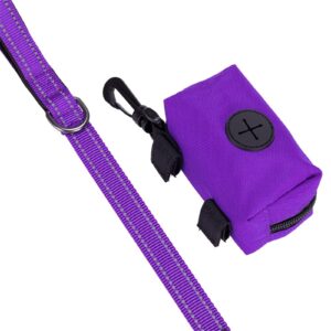 EXCELLENT ELITE SPANKER Strong Durable Nylon Dog Training Leash Traction Rope 5 Feet Long 3/4" Wide with Poop Bag Holder for Small Dogs(Purple)