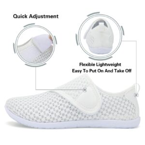 Lisdwde Womens Mens Athletic Hiking Water Shoes Quick Dry Barefoot Beach Walking Kayaking Surfing Training Shoes Mesh White 11-12 Women/9-10 Men