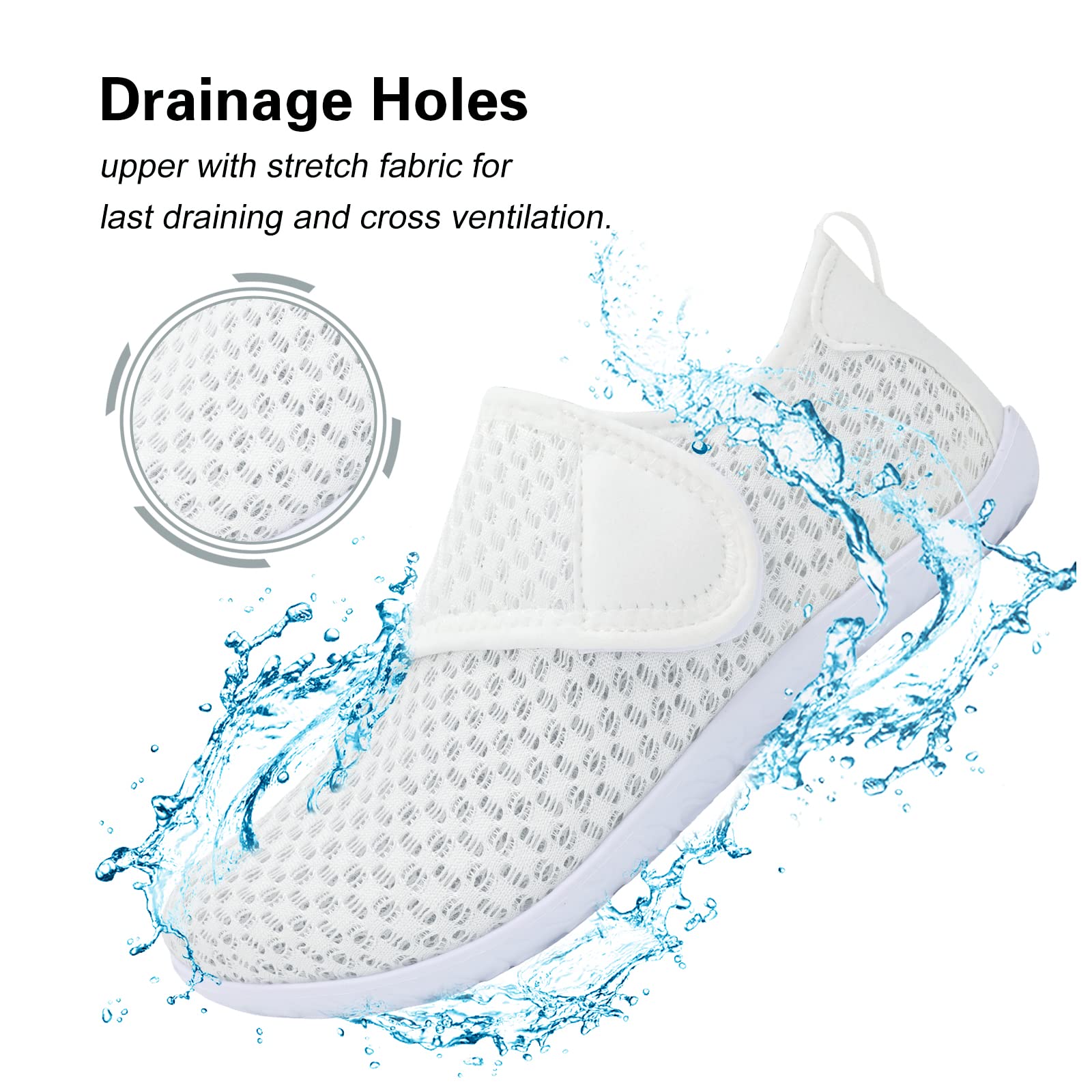 Lisdwde Womens Mens Athletic Hiking Water Shoes Quick Dry Barefoot Beach Walking Kayaking Surfing Training Shoes Mesh White 11-12 Women/9-10 Men