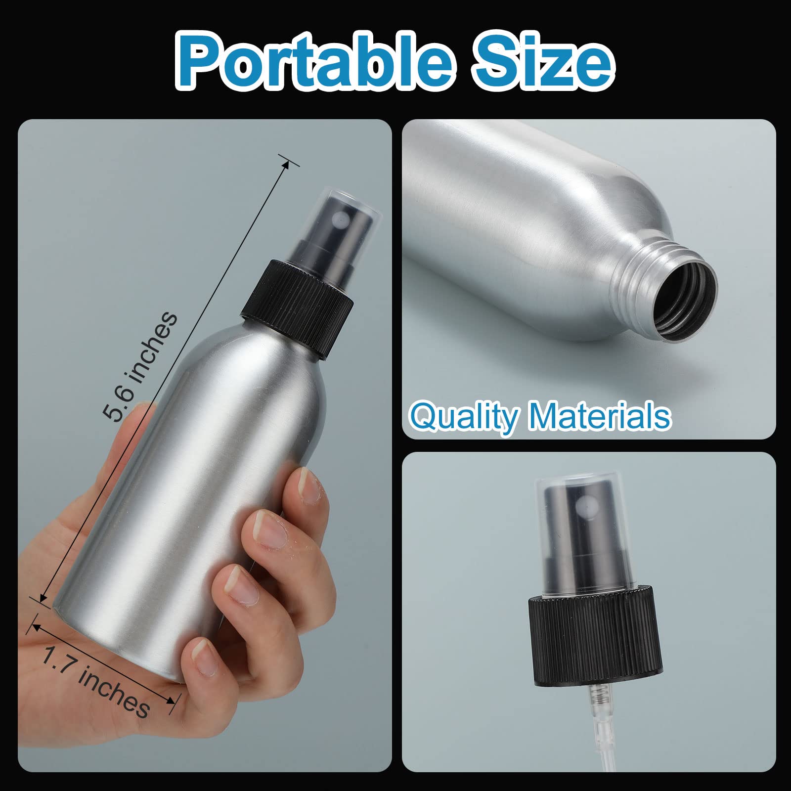 Irenare 24 Pcs Small Spray Bottles Aluminum Fine Mist Spray Bottles Bulk Metal Essential Oil Storage for Perfume Toner Liquid Refillable Pump Vials Atomizer Bottles Containers for Room Travel (4 Oz)