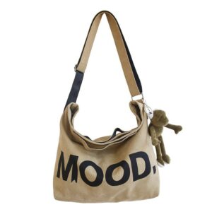 canvas messenger vintage bag alt emo crossbody bag goth punk shoulder satchels harajuku grunge handbag (camel)