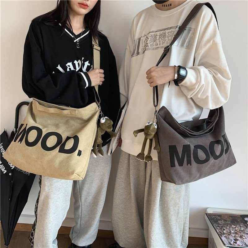 Canvas Messenger Vintage Bag Alt Emo Crossbody Bag Goth Punk Shoulder Satchels Harajuku Grunge Handbag (Camel)