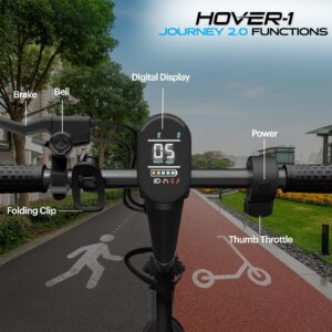 Hover-1 Journey 2.0 Foldable Electric Scooter for Adults with 350W Brushless Motor, 15 mph Max Speed, 8.5” Air-Filled Tires and 16 Mile Range