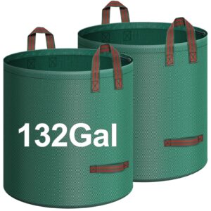 iwntwy 2-pack 132 gallons leaf bags, reusable yard waste bags, heavy duty upright lawn bags with 4 handles for garden leaves and waste collection, lightweight portable yard trash bag