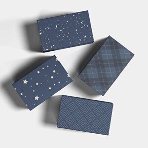 Ulmasinn Wrapping Paper Flat 8 Sheets for Birthday, Holiday, Father'S Day, Weddings, Graduations, Navy Printed with Geometric Patterns, Checks, Stars, Spots 20 X 29 Inches Each