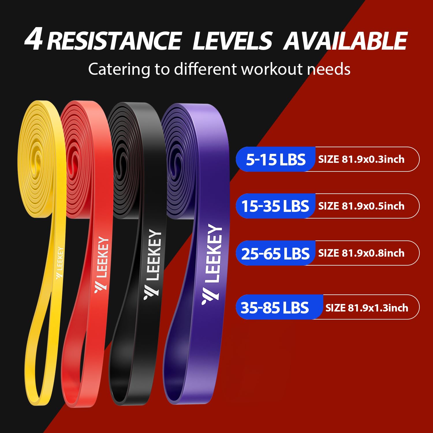 LEEKEY Resistance Bands, Exercise Bands Pull Up Assist Bands - Workout Bands Set - Mobility Band Powerlifting Bands for Men and Women Fitness Training, Physical Therapy,Home Workouts