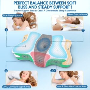 5X Pain Relief Cervical Pillow for Neck and Shoulder Support,Ear Piercing Pillow Design Cervical Memory Foam Pillows, Orthopedic Ergonomic Neck Pillow,Contour Bed Pillow for Side,Back,Stomach Sleeper…