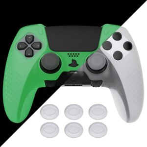 playvital glow in dark 3d studded edition anti-slip silicone cover case for ps5 edge controller, soft rubber protector skin for ps5 edge wireless controller with 6 thumb grip caps - green