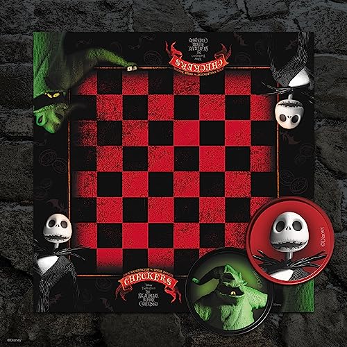 Disney Tim Burton’s The Nightmare Before Christmas Checkers | Featuring Jack Skellington vs. Oogie Boogie | Officially Licensed Disney Game | Collectible 2-Player Game | Ages 6+