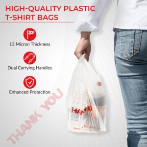 ACYPAPER, Thank You T-Shirt Bags (1000 Count), Plastic - T-Shirt Plastic Bags in Bulk - (11" x 6" x 21") White/Thank You - Bulk Shopping Bags, Restaurant Bag - 1/6 Barrel