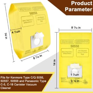 Vacuum Cleaner Bags Replacement for Kenmore Canister Type C/Q 5055, 50557, 50558 and Pana·sonic Type C-5 Vacuums, 10 Pack High-Efficiency Replacement Canister Vacuum Bags