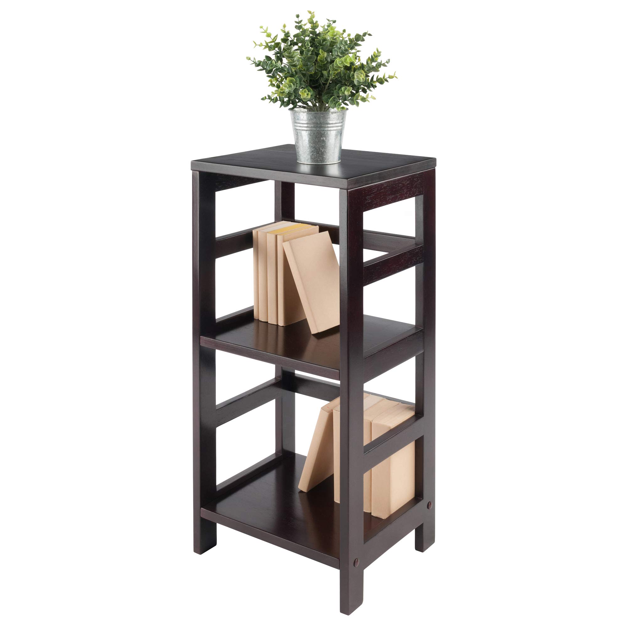 Winsome Leo Model Name Shelving, Tall, Espresso & Eugene Accent Table, 18.9 inches, Espresso