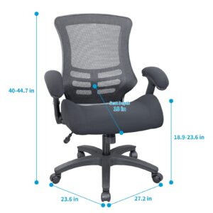 BOLISS 400lbs Mesh Computer Ergonomic Chair,Office Chair, Desk Chair,Height Adjustable Armrest and Flipped Arms,Lumbar Support,Swivel Computer Task Chair -Black