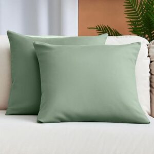 mellanni throw pillow covers - set of 2 decorative pillow covers - for home decor & living room decor throw pillows - double brushed microfiber - easy care and quick drying (18x18, sage)