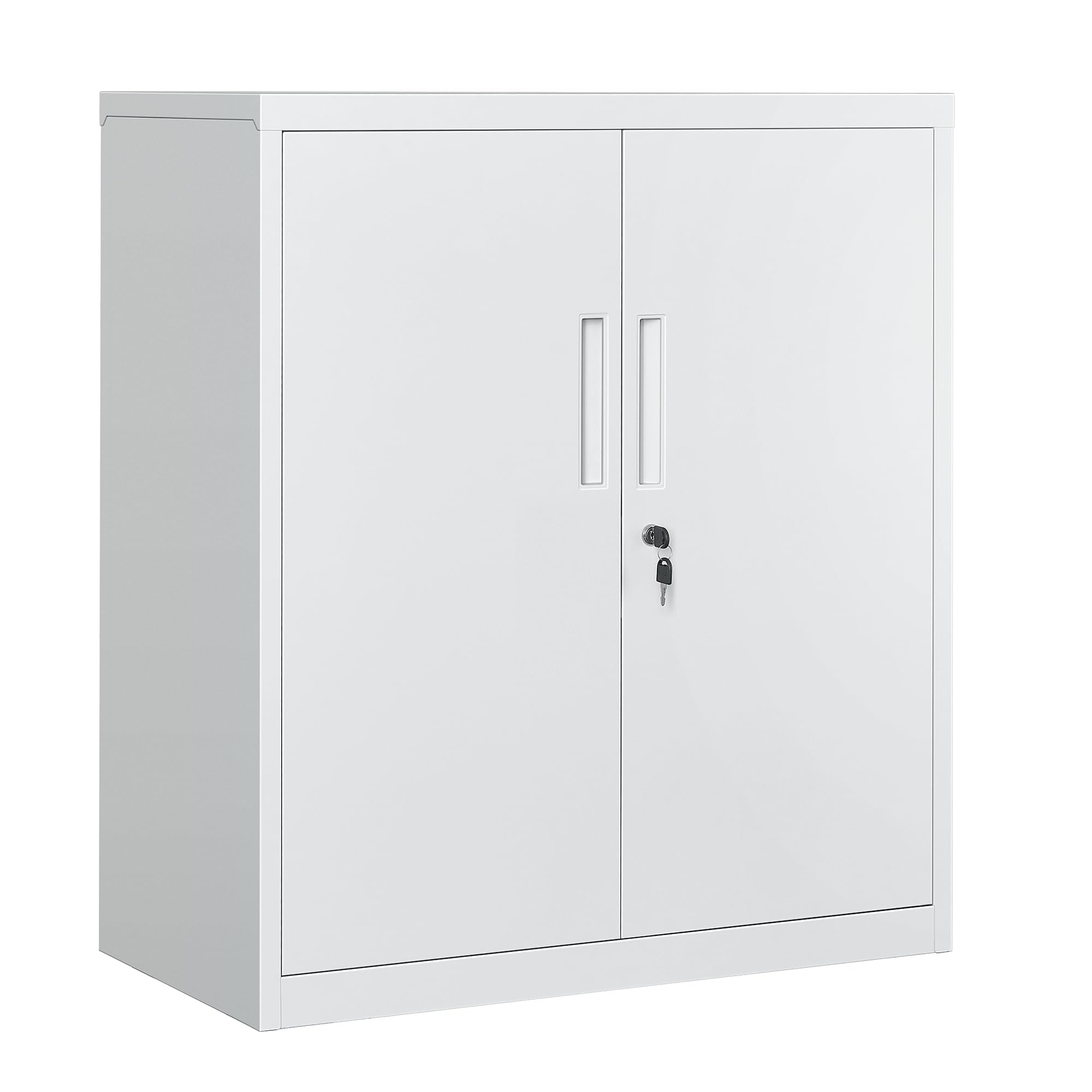 SONGMICS Garage Cabinet, Metal Storage Cabinet with Doors and Shelves, Office Cabinet for Home Office, Garage and Utility Room, Grey UOMC013G01