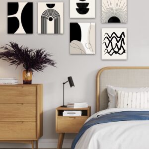 𝗗𝗿𝘀𝗼𝘂𝗺 Abstract Boho Wall Art Minimalist Geometric 𝗙𝗿𝗮𝗺𝗲𝗱 Wall Decor Boho Room Decor Black Brown Beige Line Art Canvas Painting Mid Century Modern Prints Bohemian Posters for Living Room Bedroom