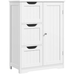 yaheetech bathroom floor storage cabinet, bathroom freestanding cabinet with 3 large drawers & adjustable shelf, 12 x 24 x 32 inches, white