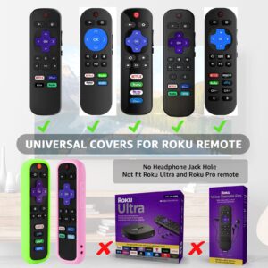 （4 Pack） ONEBOM Cover for Roku Remote, Cover for Hisense/TCL Roku TV Steaming Stick/Express Universal Replacement Controller Silicone Sleeve Skin Glow in The Dark （Green Pink Blue Yellow）