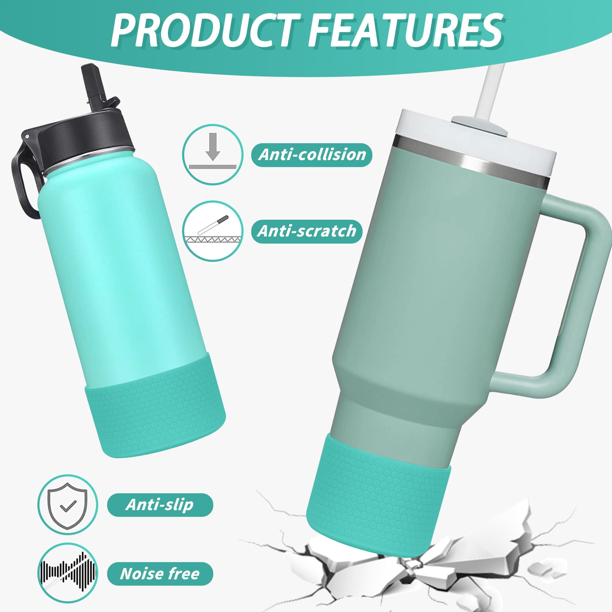 Vmini Tumbler/Bottle Boot, Compatible with Stanley, Hydro Flask and More Watter Bottles, Anti-Slip Bottom Silicone Sleeve Cover with Honeycomb Texture, 12-24 oz