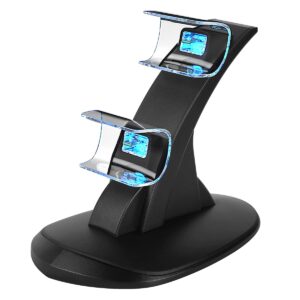 ps5 controller charger station dual controller charging stand for playstation 5, ic protection, fast charging docking station with type-c charging cable