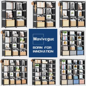 Mavivegue Bookshelf,16 Cube Storage Organizer,Book Shelf Organizer,Tall Bookcase Shelf,Black Cube Shelf Cubbies Closet Storage Organizer Shelves for Bedroom,Living Room,Home,Office, 16-Grid