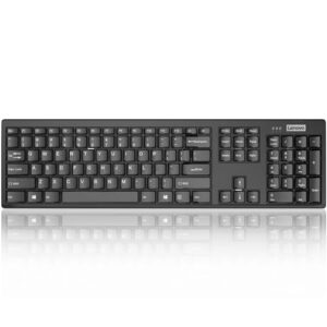 lenovo – wireless compact keyboard– 100 cordless keyboard for pc, laptop with windows – cordless connection – silent key clicks, black