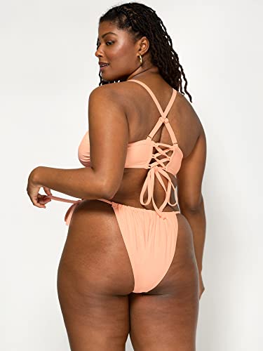 Smart & Sexy Women's Standard Swim Underwire Top String Bikini Set, Peach Gelato