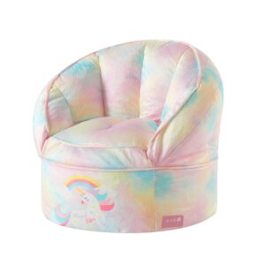 idea nuova unicorn round bean bag chair for kids, ages 3+, large