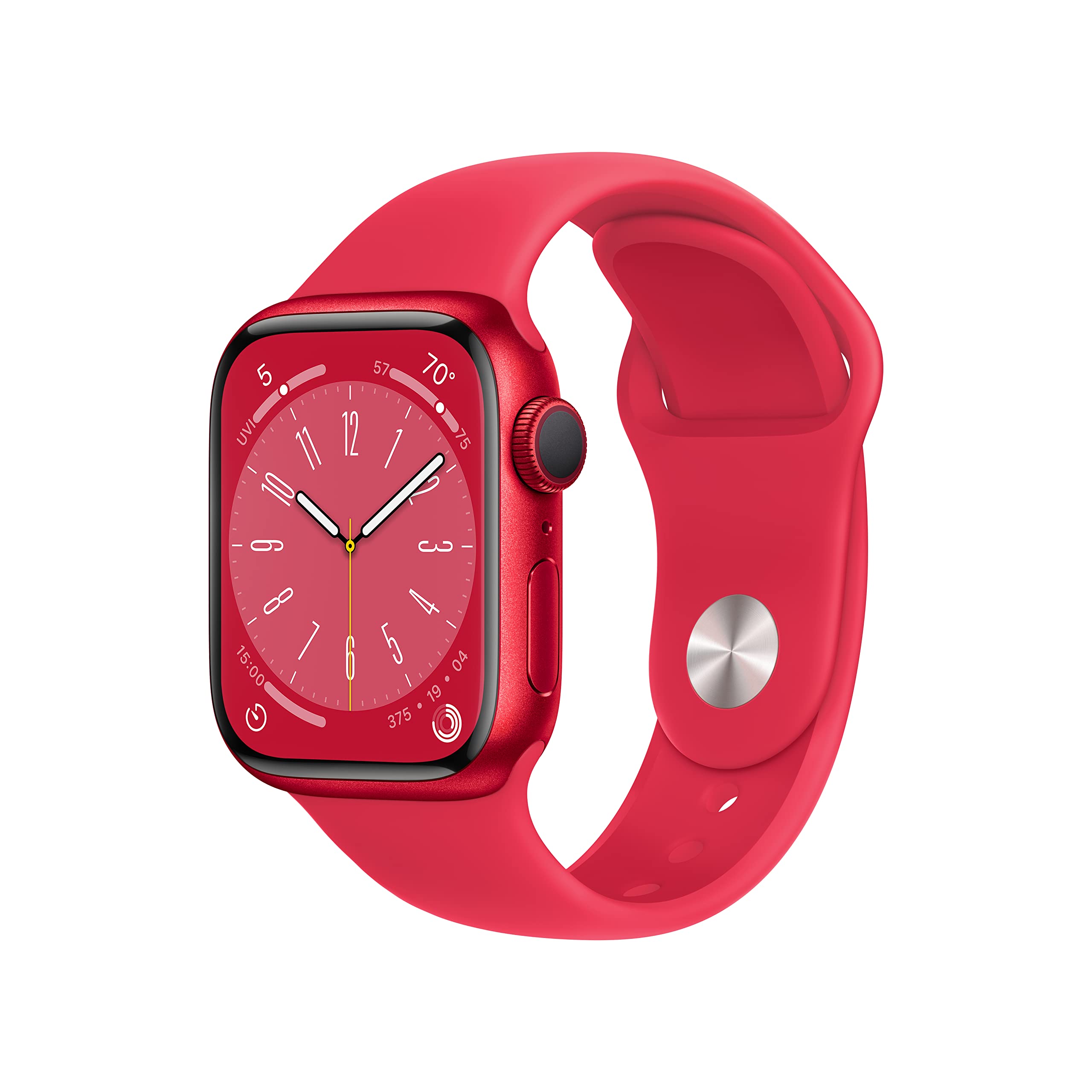 Apple Watch Series 8 [GPS, 41mm] - Red Aluminum Case with Red Sport Band, S/M (Renewed)