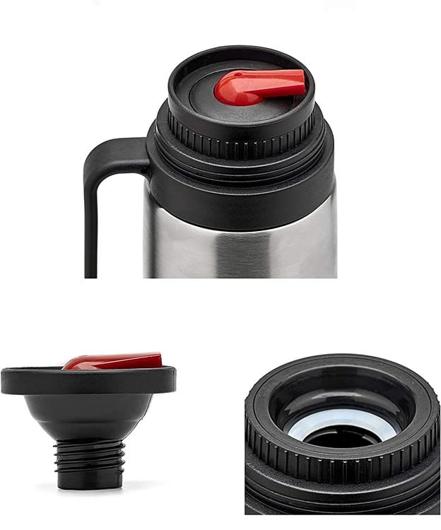 Thermos Stopper Pico de Mate Replacement Part For Stanley Classic Vacuum Insulated Wide Mouth Bottle Thermos (1.1QT, 1.5QT, 2QT) (Black-Red, Set of 1)