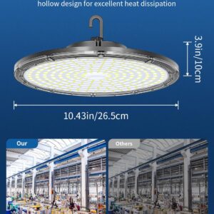 UFO LED High Bay Lights 150W,15000LM 6500K High Bay LED Shop Lights,LED High Bay Lights with 3000K Up Lighting,High Bay LED Lights with Plug 5’ Cable,LED Shop Lights for Workshop Warehouse Garage