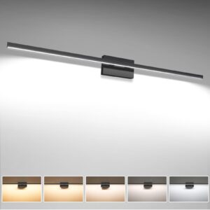 volisun 48 inch vanity light for bathroom, 30w dimmable 5cct bathroom light fixture over mirror, black bathroom vanity light, led vanity light bar -etl certificated