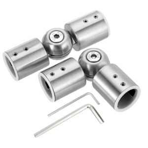 sumnacon 2pcs adjustable curtain rods corner connector, stainless steel window hinged elbow connector with accessories sturdy curtain rod corner elbow connector for 1 inch bay window blind, silver