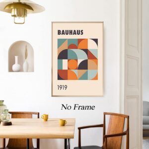 Bauhaus Wall Art Mid-century Modern Artwork Geometric Bauhaus Poster Blue Orange Color Block Art Print Geometric Abstract Shapes Wall Art Minimal Art Prints Modern Abstract Wall Art 16x24inch No Frame