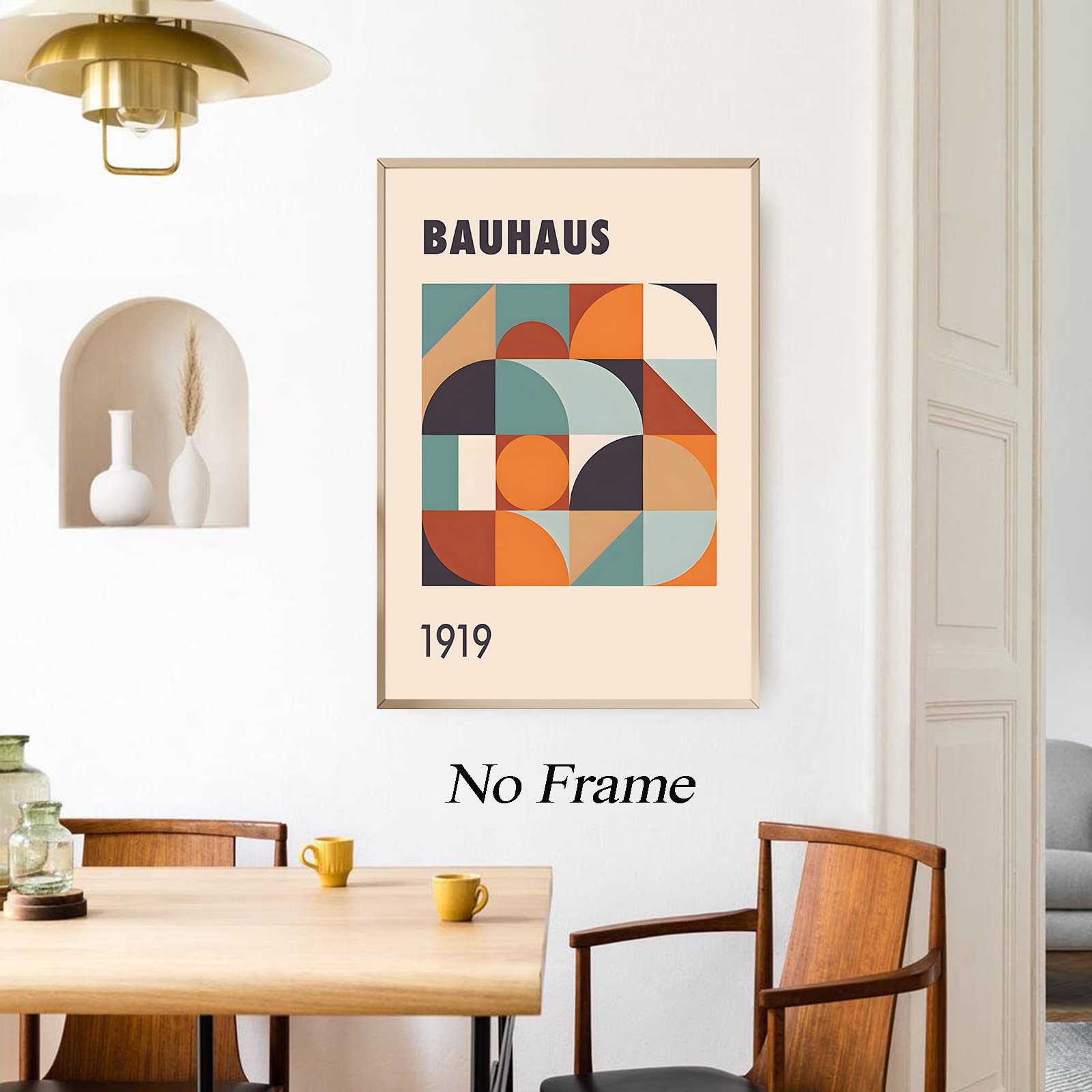 Bauhaus Wall Art Mid-century Modern Artwork Geometric Bauhaus Poster Blue Orange Color Block Art Print Geometric Abstract Shapes Wall Art Minimal Art Prints Modern Abstract Wall Art 16x24inch No Frame