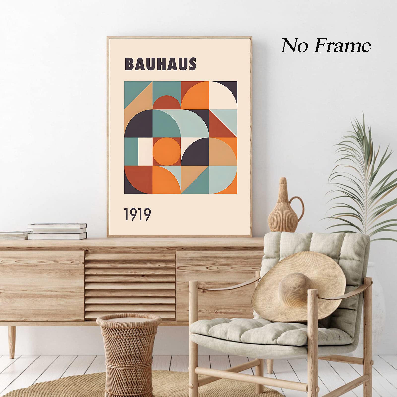 Bauhaus Wall Art Mid-century Modern Artwork Geometric Bauhaus Poster Blue Orange Color Block Art Print Geometric Abstract Shapes Wall Art Minimal Art Prints Modern Abstract Wall Art 16x24inch No Frame