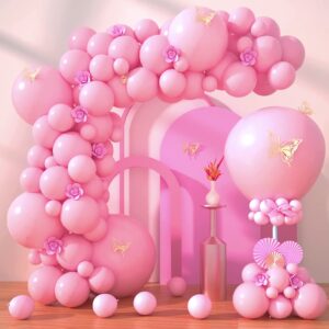 pastel pink balloons party latex balloons-130pcs 5+10+12+18 inch with confetti decorations birthday balloons for engagement wedding/baby shower/chritmas/graduation