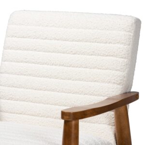 Baxton Studio Stratton Cream Boucle Fabric and Walnut Brown Wood Armchair