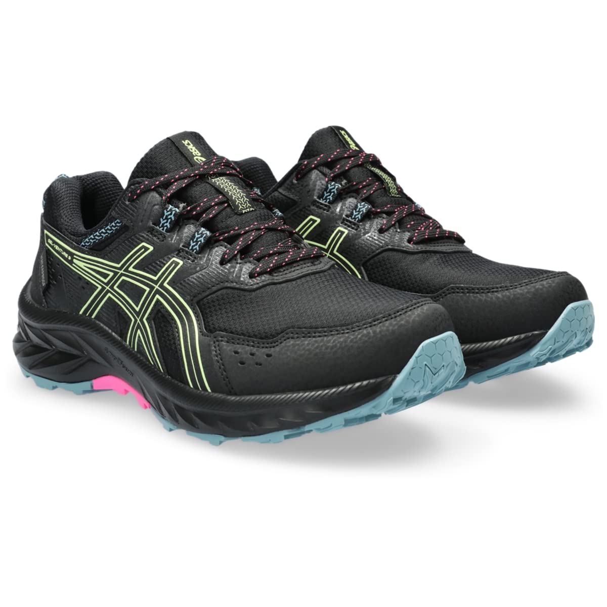 ASICS Women's GEL-VENTURE 9 WATERPROOF Running Shoes, 7.5, BLACK/LIME GREEN