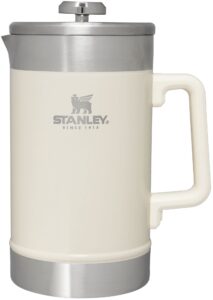 stanley french press 48oz with double vacuum insulation, stainless steel wide mouth coffee press, large capacity, ergonomic handle, dishwasher safe