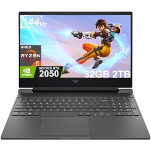 hp victus 15 gaming laptop (15.6" fhd 144hz ips, amd ryzen 5 7535hs, 32gb ddr5 ram, 2tb pcle ssd, nvidia geforce rtx 2050 4gb, (6-core beat i7-11800h)) backlit kb, wi-fi 6, webcam, win 11 home, 2024