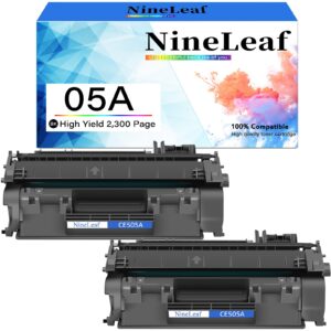 nineleaf 05a compatible toner cartridge replacement for hp 05a ce505a black toner cartridge for hp laserjet pro p2035 p2035n p2055dn 2055dn 2035n p2030 p2050 p2055d p2055x 2055d 2055x printer (2 pack)