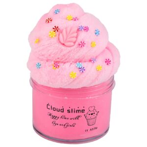 pink cloud slime, non-sticky and putty slime, stress relief scented slime toy for kids education, party favor and birthday gift(7oz 200ml)